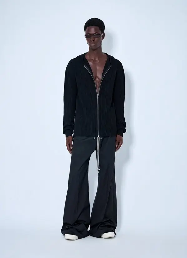 Rick Owens Ribbed Knit Zip Hoodie