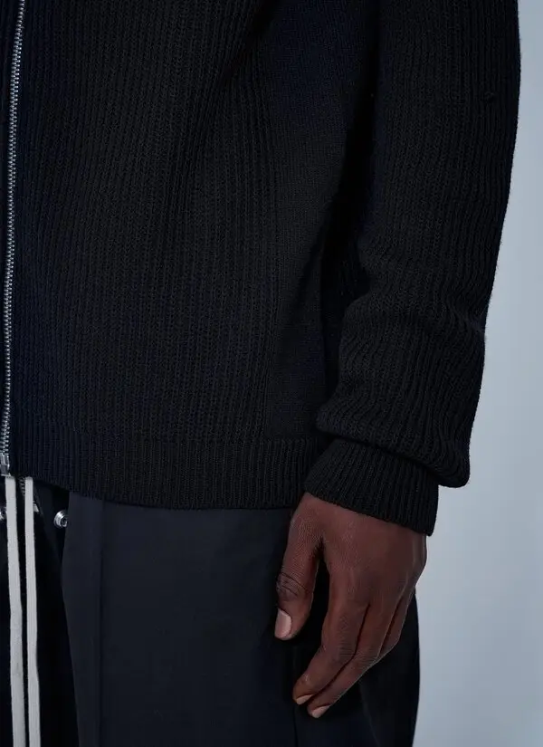 Rick Owens Ribbed Knit Zip Hoodie