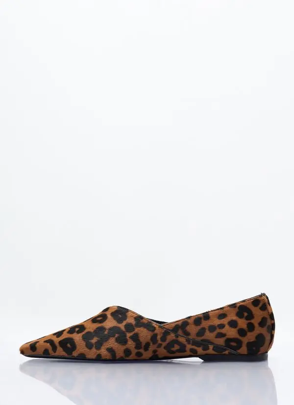 TOTEME The Everyday Flat Leopard Print Poney-hair Shoes