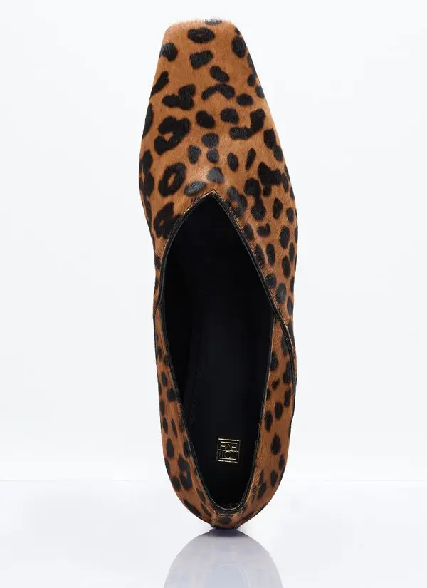 TOTEME The Everyday Flat Leopard Print Poney-hair Shoes