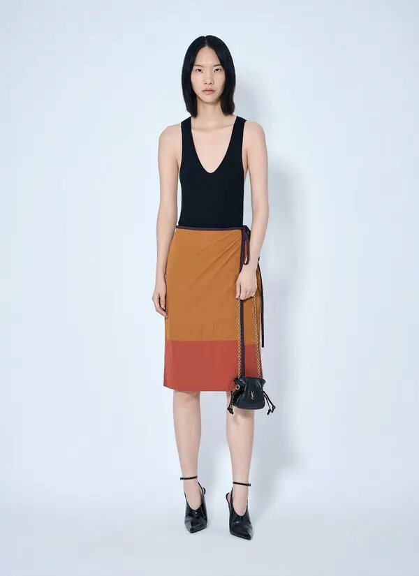 Saint Laurent Wrap-tie Midi Skirt - Orange