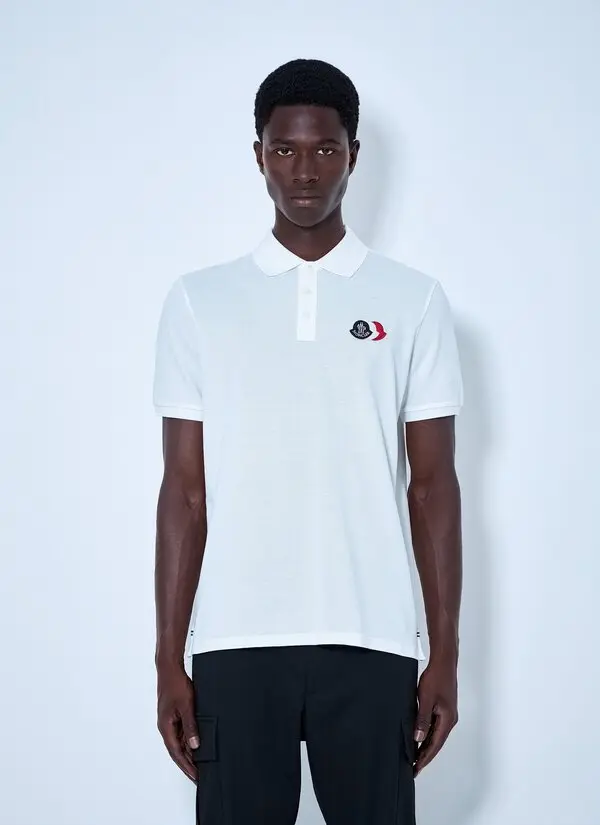 Moncler Piqué Polo Shirt With Logo Embroidery - Cream
