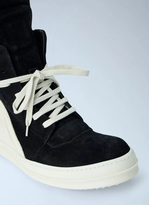 Rick Owens High-top Paneled Suede Sneakers - Black