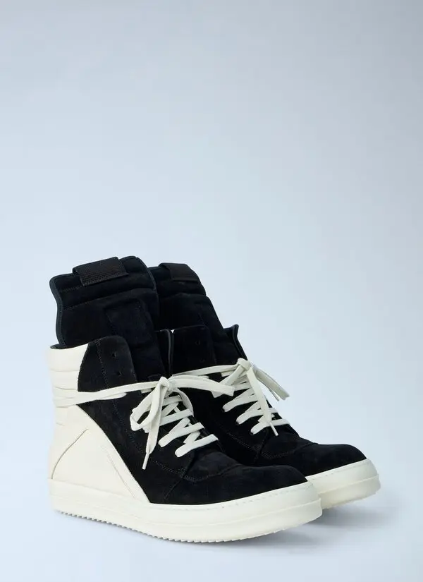 Rick Owens High-top Paneled Suede Sneakers - Black