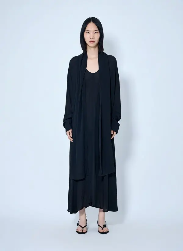 TOTEME Layered Maxi Dress With Draped Overlay - Black