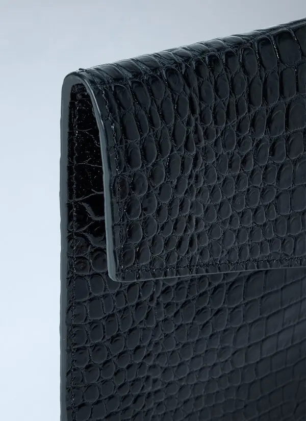 Saint Laurent Uptown Crocodile-embossed Shiny Leather Pouch