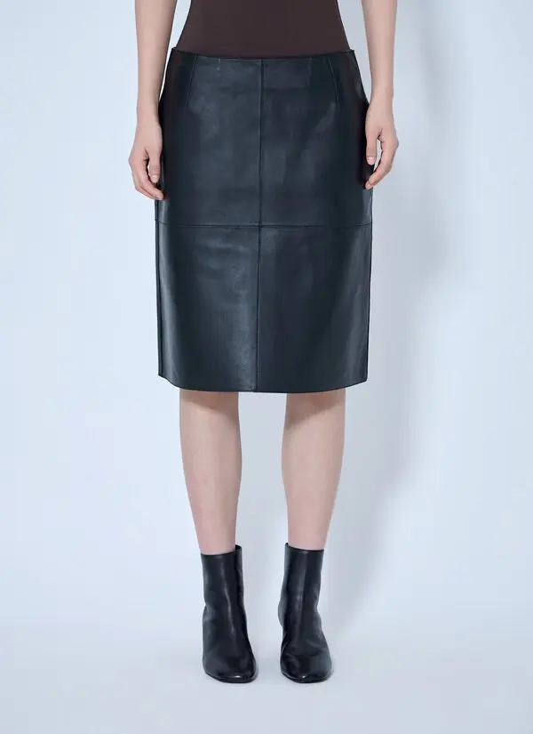 TOTEME Panelled Leather Pencil Skirt - Black