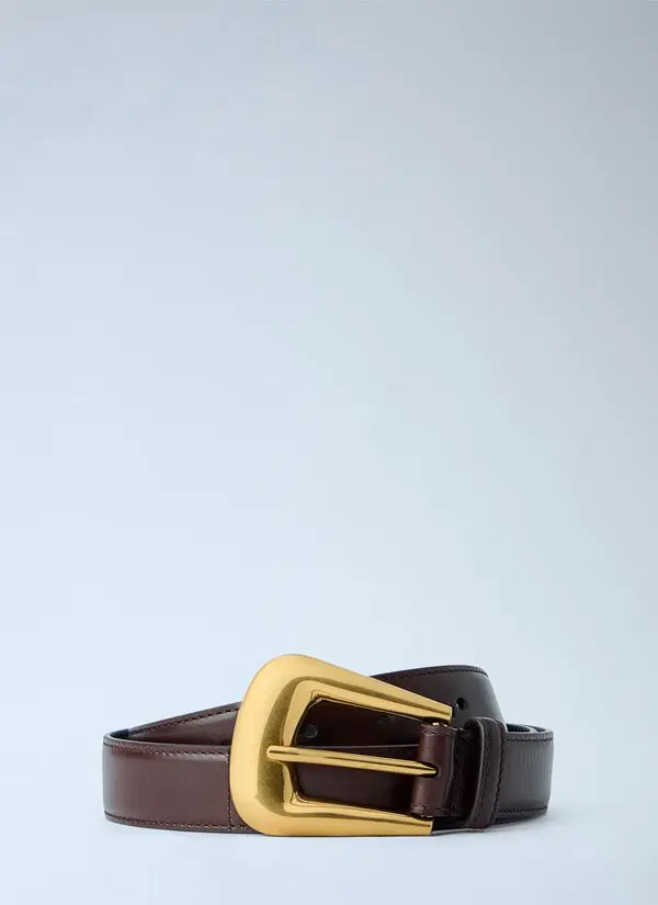 Saint Laurent Folk Buckle Belt - Brown