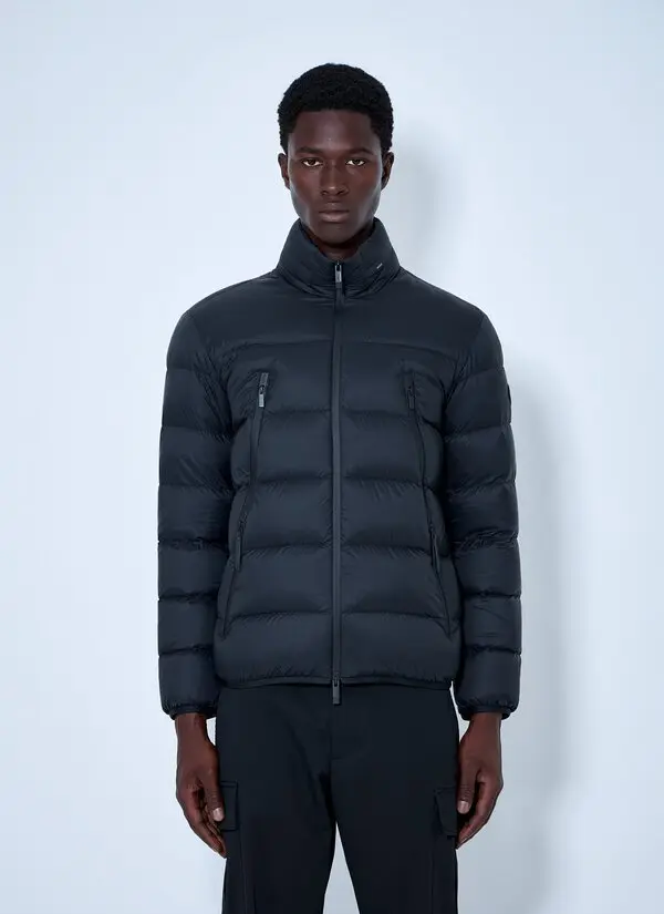 Moncler Quilted Down Jacket With High Collar - Black