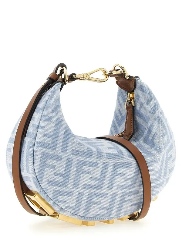 Fendi Fendigraphy' Mini Hobo Handbag - Blue