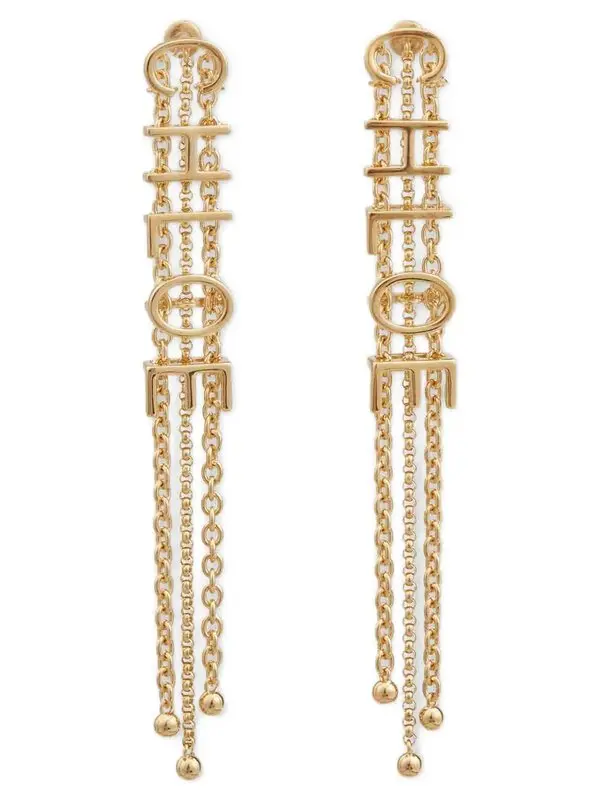 Chloé Lettering Pendant Earrings - Gold