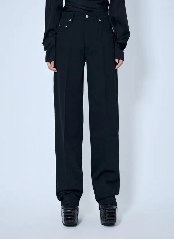 Rick Owens Geth Tailored High Rise Wool Trousers - Black