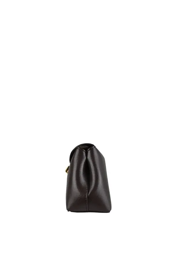 TOTEME Mini T-lock Clutch In Smooth Leather - Brown