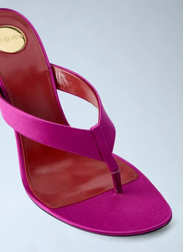 Saint Laurent Opyum Satin Thong Mule Sandals