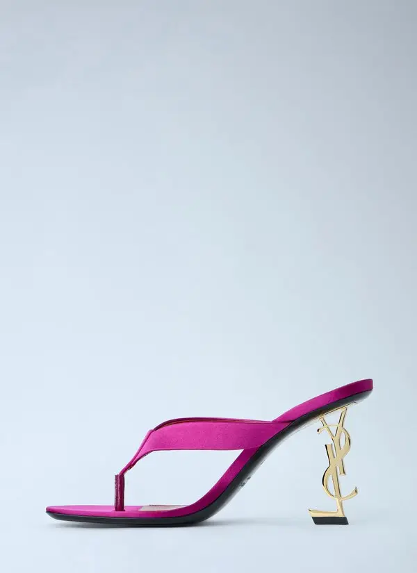Saint Laurent Opyum Satin Thong Mule Sandals