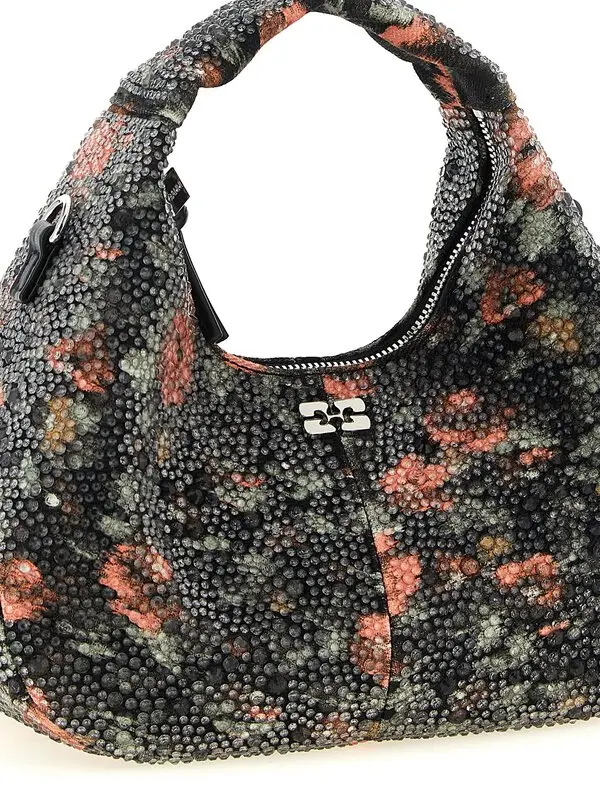 GANNI Mini Hobo Flowers Beaded Handbag
