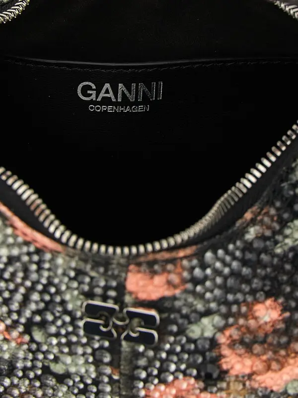 GANNI Mini Hobo Flowers Beaded Handbag