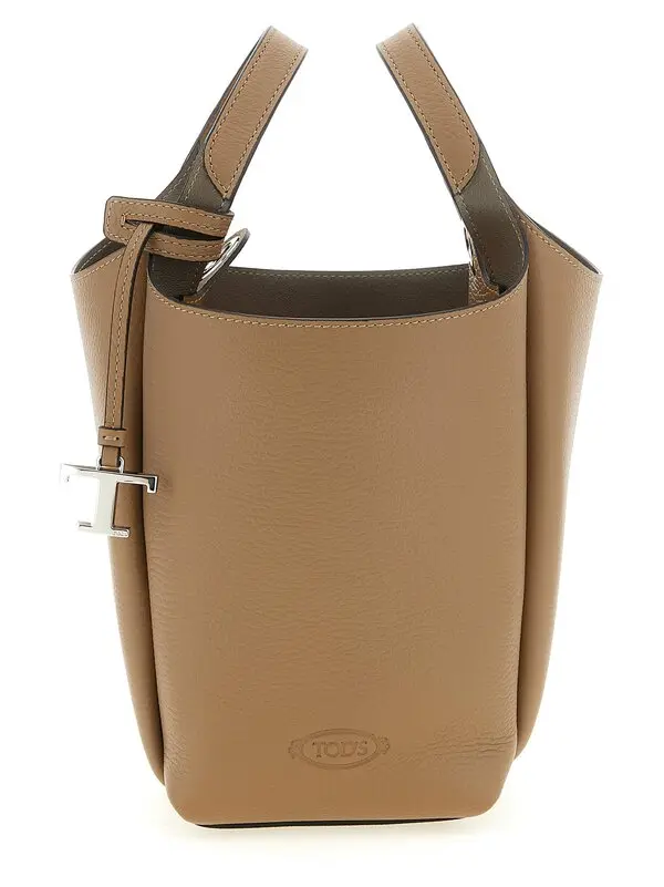 TOD'S T Timeless Mini Bucket Bag In Calf Leather - Brown