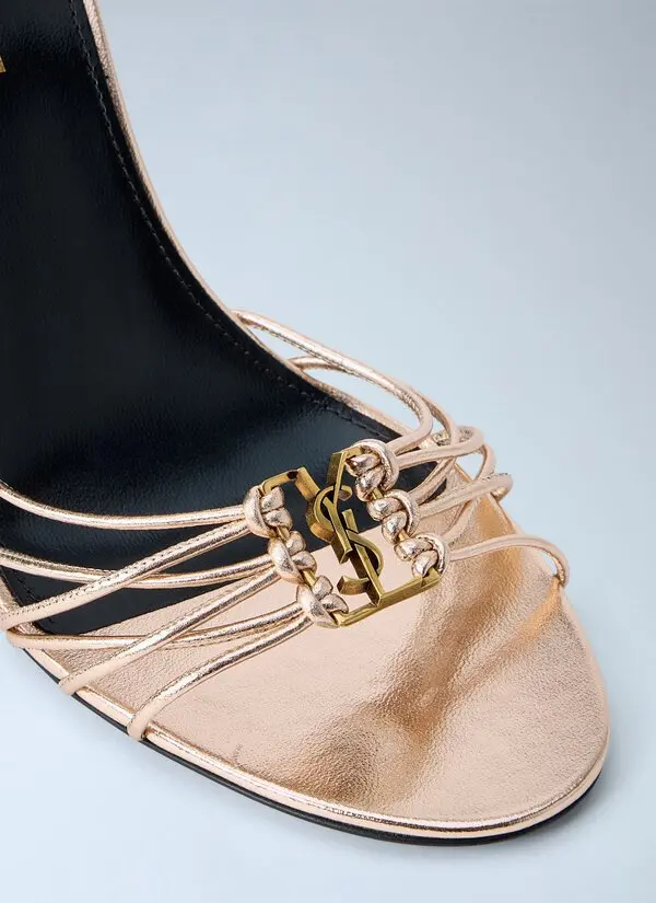 Saint Laurent Metallic Leather Stiletto Sandals