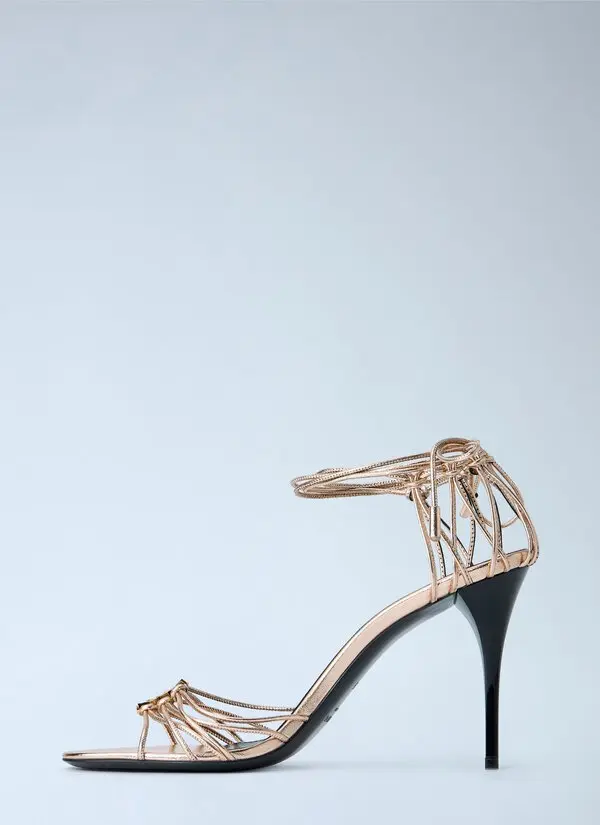 Saint Laurent Metallic Leather Stiletto Sandals