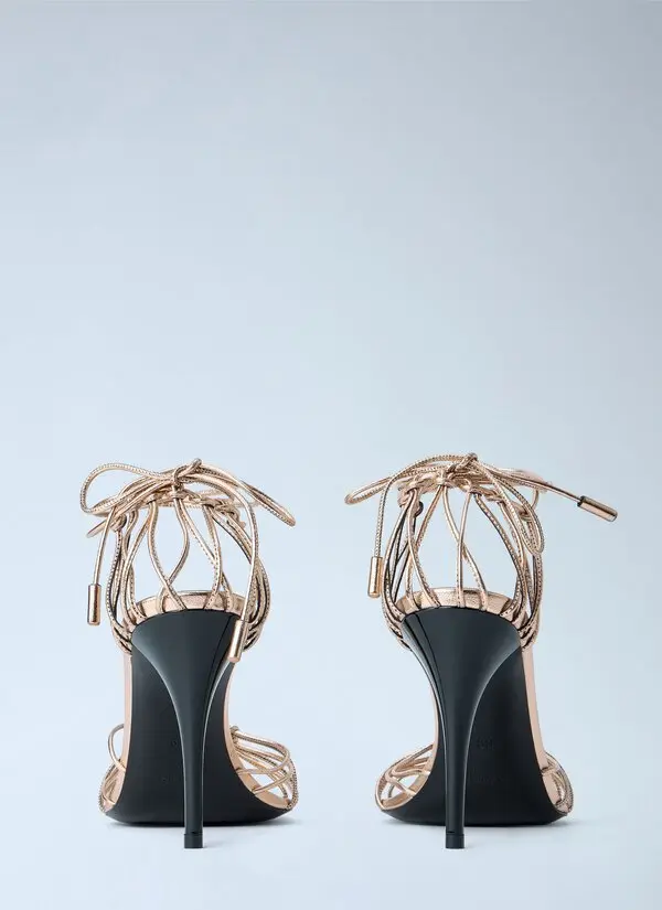 Saint Laurent Metallic Leather Stiletto Sandals