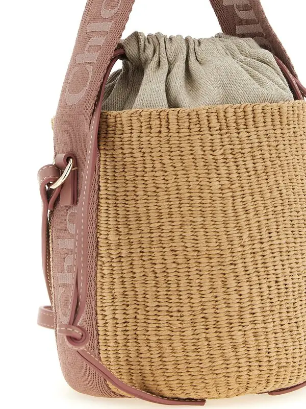 Chloé Woody Small Woven Bucket Bag - Cream