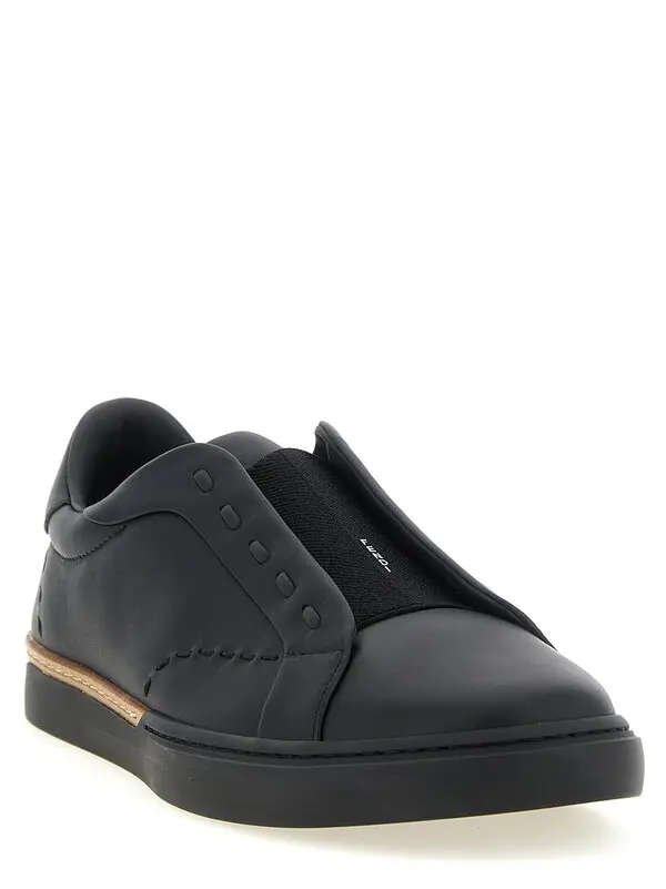 Fendi Calfskin Leather Lace-up Sneakers - Black