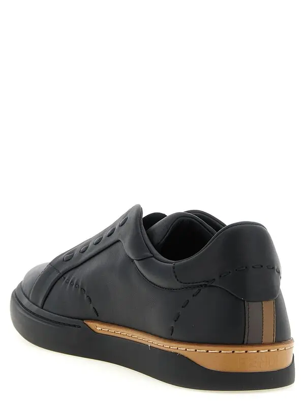 Fendi Calfskin Leather Lace-up Sneakers - Black