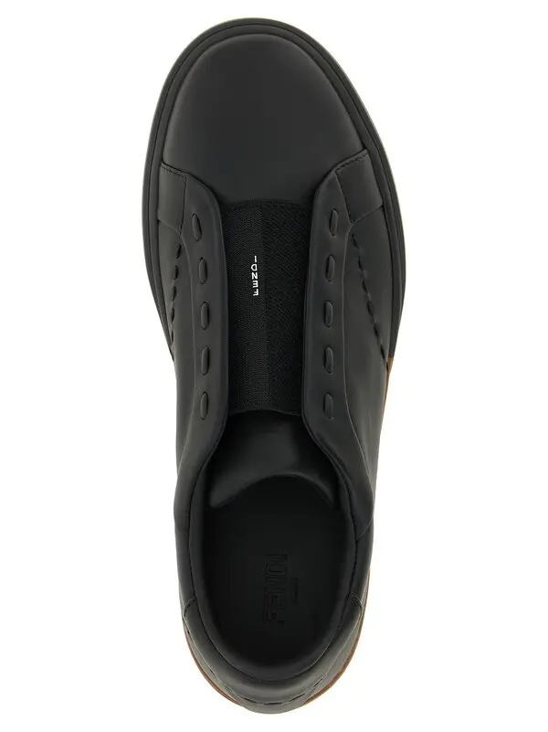 Fendi Calfskin Leather Lace-up Sneakers - Black