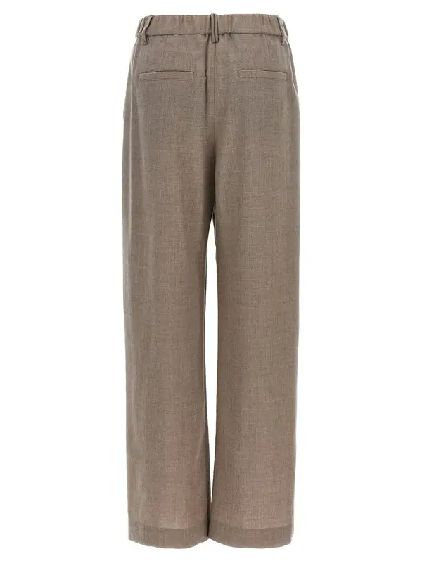 Brunello Cucinelli Light Virgin Wool Pleated Wide-leg Trousers - White