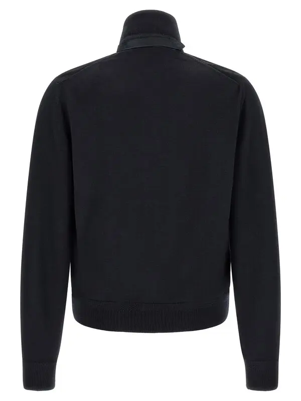 TOM FORD Two-material Suede And Wool Cardigan - Blue