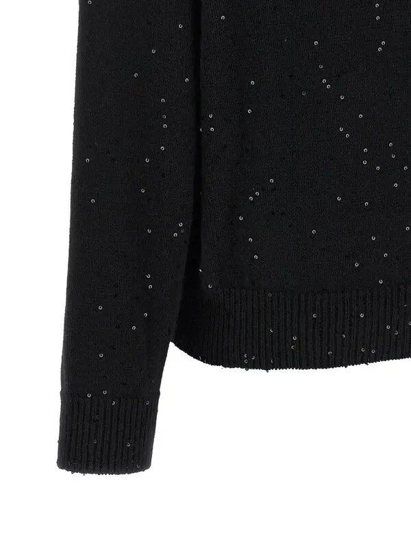 Brunello Cucinelli Cashmere Silk V-neck Sequined Sweater