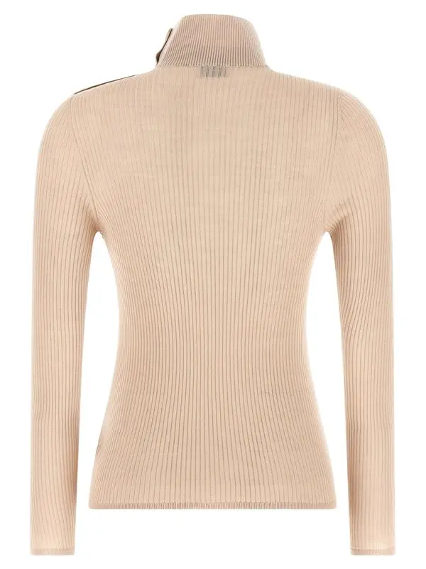 Moncler Textured Wool Ribbed Turtleneck Sweater - Cream
