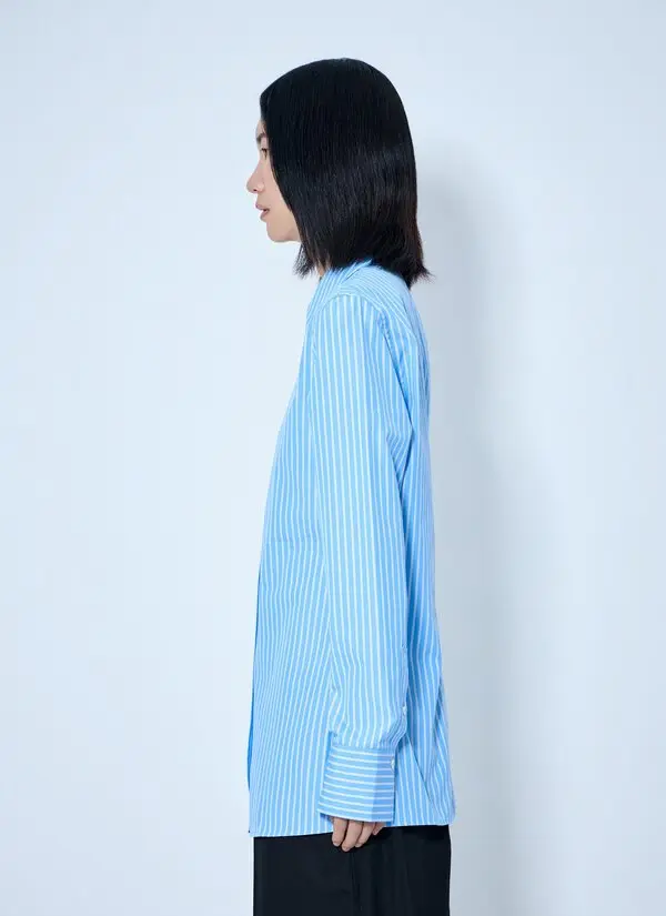 TOTEME Striped Cotton Poplin Shirt - Blue