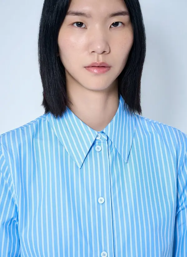 TOTEME Striped Cotton Poplin Shirt - Blue