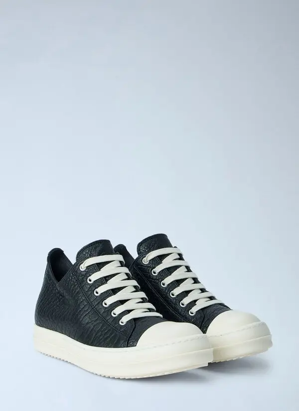 Rick Owens Textured Leather Low-top Sneakers