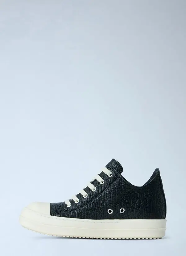 Rick Owens Textured Leather Low-top Sneakers