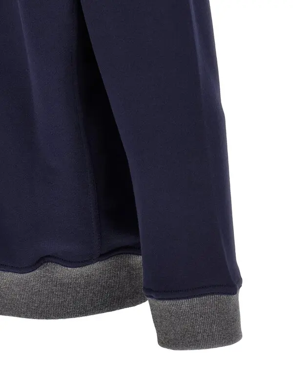 Brunello Cucinelli Crewneck Sweatshirt With Embroidered Logo - Blue