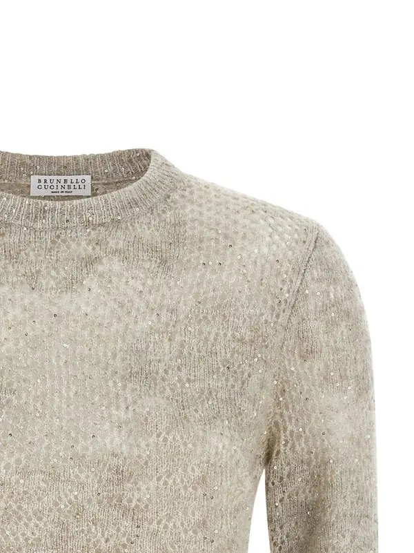 Brunello Cucinelli Flower Lace Sweater - Cream