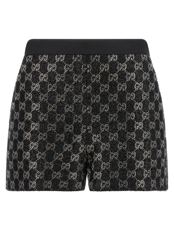 Gucci Gg Lamé Tweed High-waisted Shorts - Black