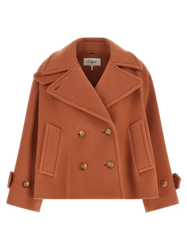 Chloé Double-breasted Wool Blend Coat - Pink
