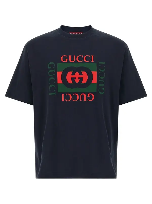 Gucci Logo Print T-shirt - Blue