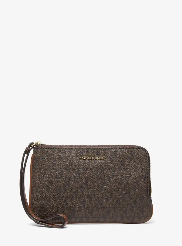 Michael Kors Jet Set Travel Small Signature Logo Wristlet - Brown