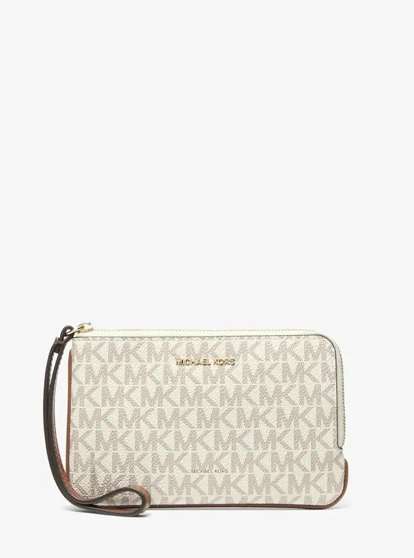 Michael Kors Jet Set Travel Small Signature Logo Wristlet - Natural