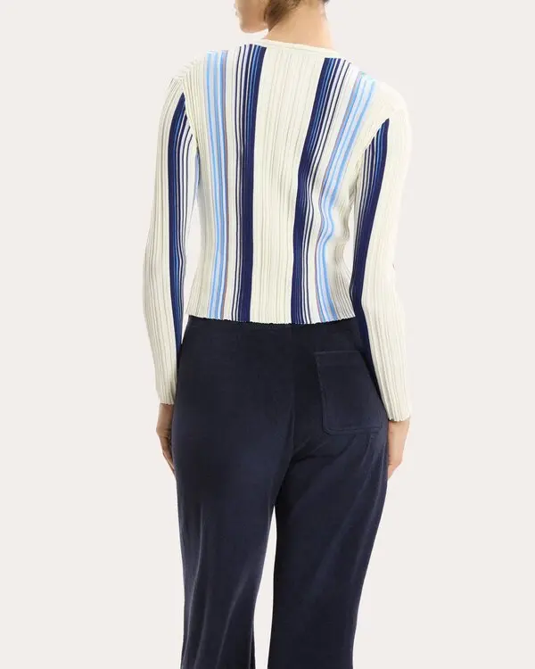 Theory Stripe Rib Knit Slim Cardigan