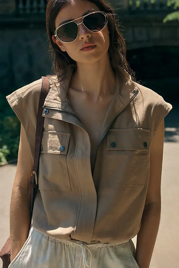 Avec Les Filles Cropped Cargo Vest Jacket