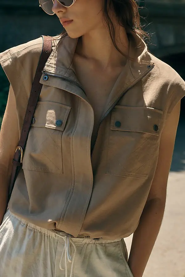 Avec Les Filles Cropped Cargo Vest Jacket