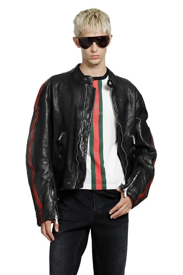 Gucci Buffalo Leather Biker Jacket - Black
