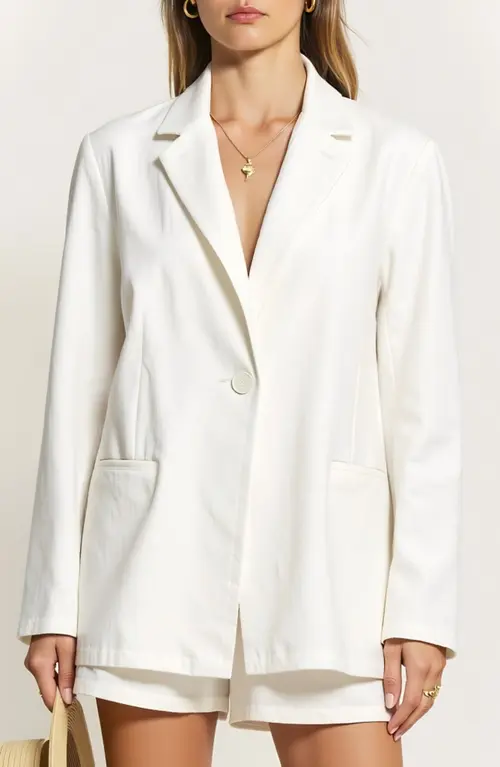 MODENAIRE Single Button Blazer And Matching Elastic Waist Short Outfit Set