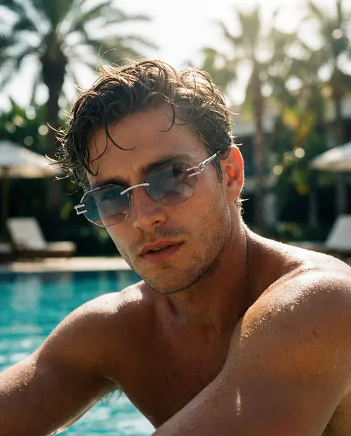 COSSINO Emil Rimless Oval Sunglasses - Black